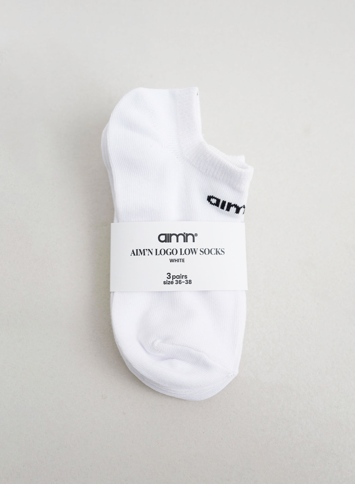 White Aim'n Logo Low Socks 3-Pack – AIMN NZ