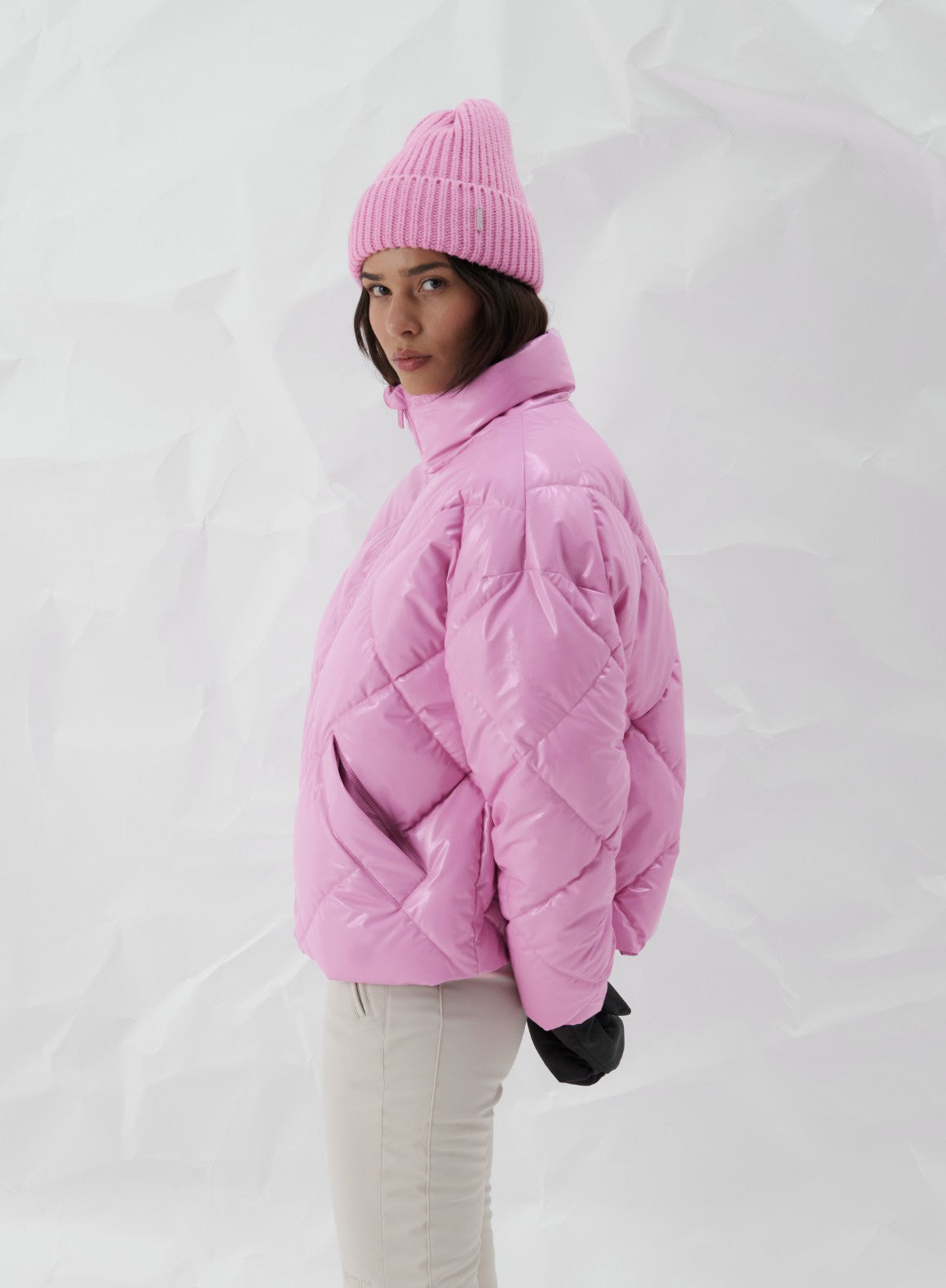 Peony Pink Diamond Quilt Puffer Jacket – AIMN NZ
