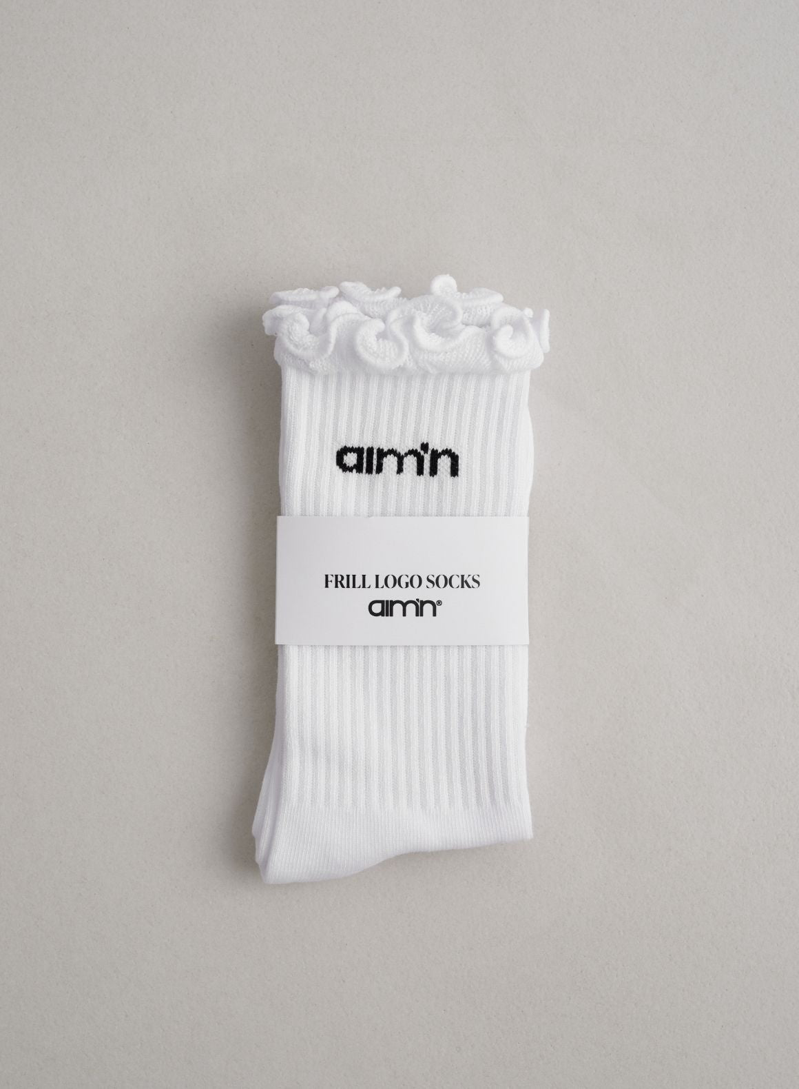White Frill Logo Socks – AIMN NZ