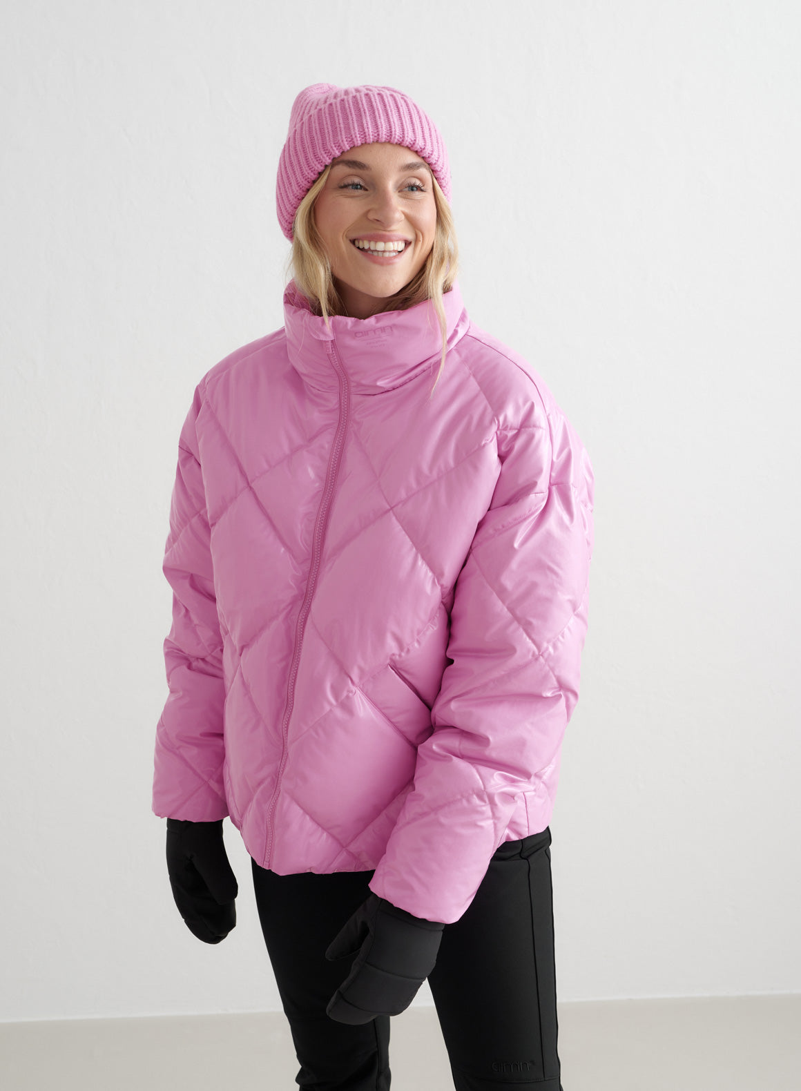 Peony Pink Diamond Quilt Puffer Jacket – AIMN NZ