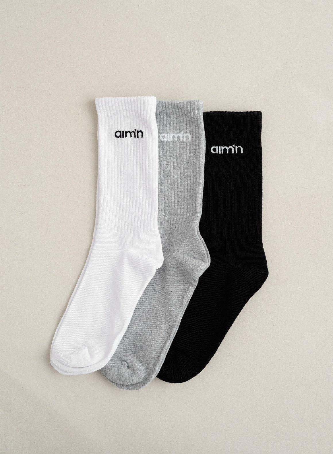 Grey Melange Aim'n Logo Socks 3-pack – AIMN NZ