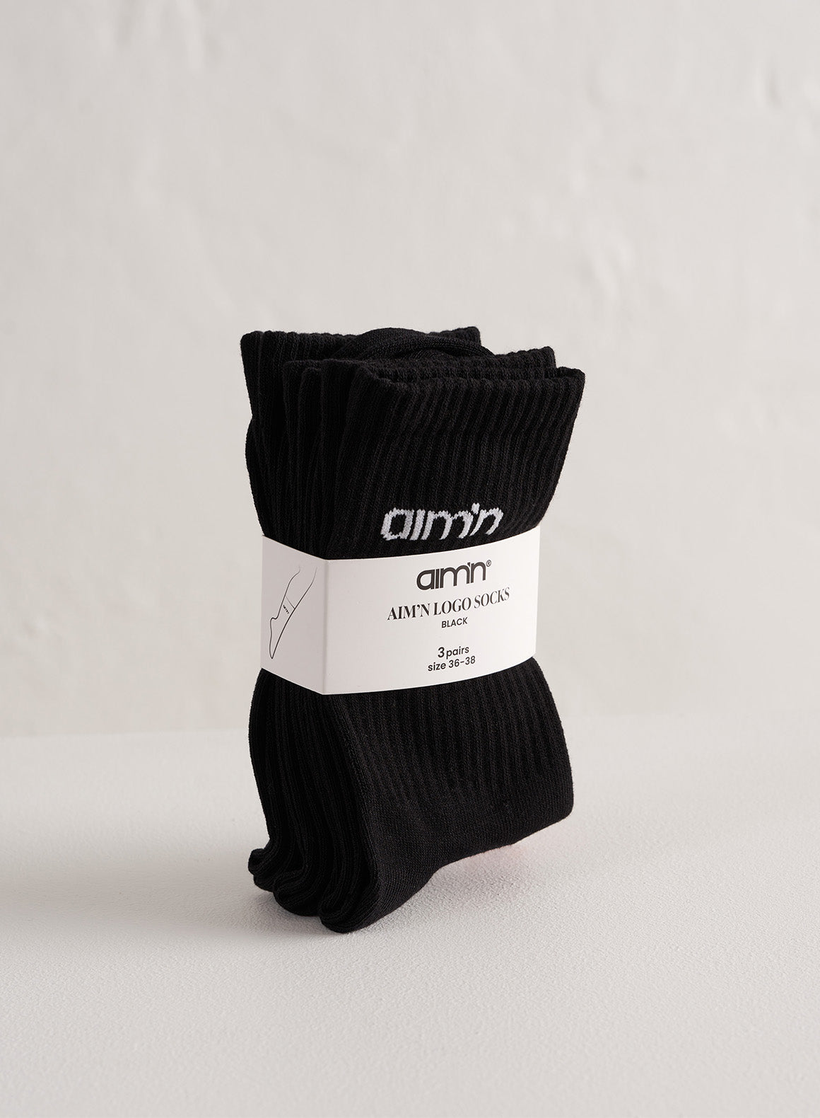 Black Aim'n Logo Socks 3-Pack – AIMN NZ