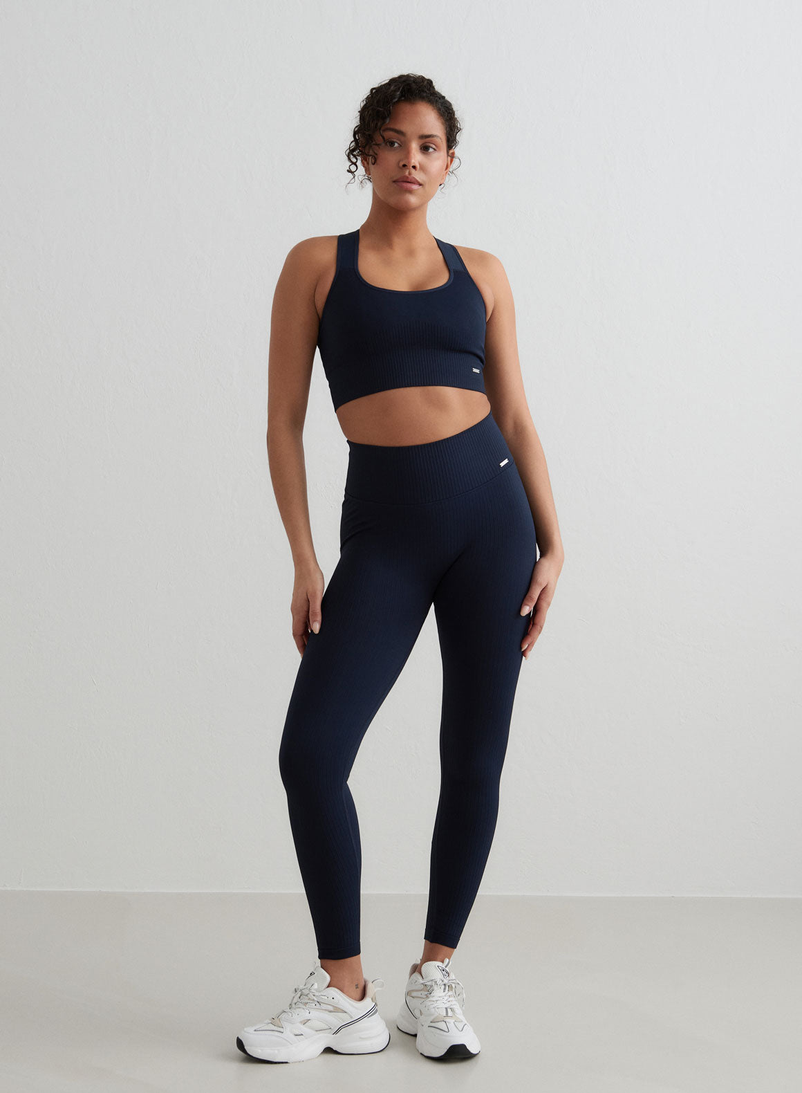 Navy High Support Ribbed Bra – AIMN NZ